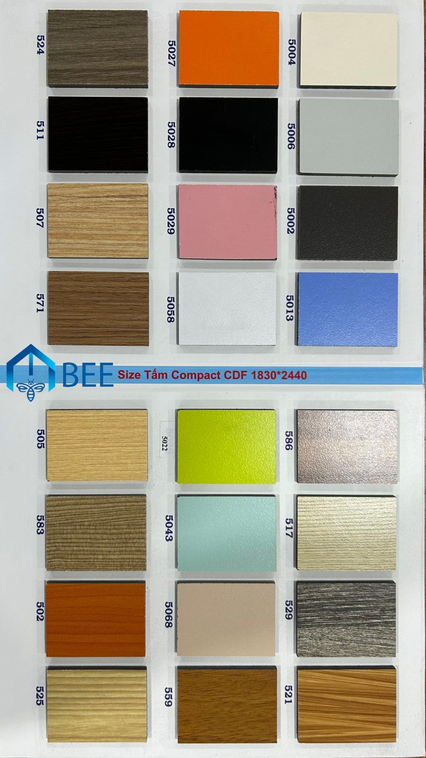 Bảng màu tấm compact HPL CDF tại Mbee - Mbee